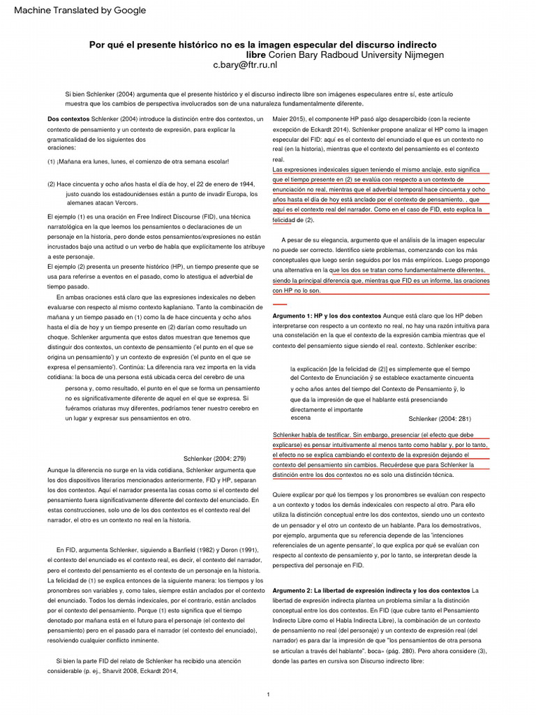 Bary Historical Present | PDF | Pensamiento | Oración (Lingüística)