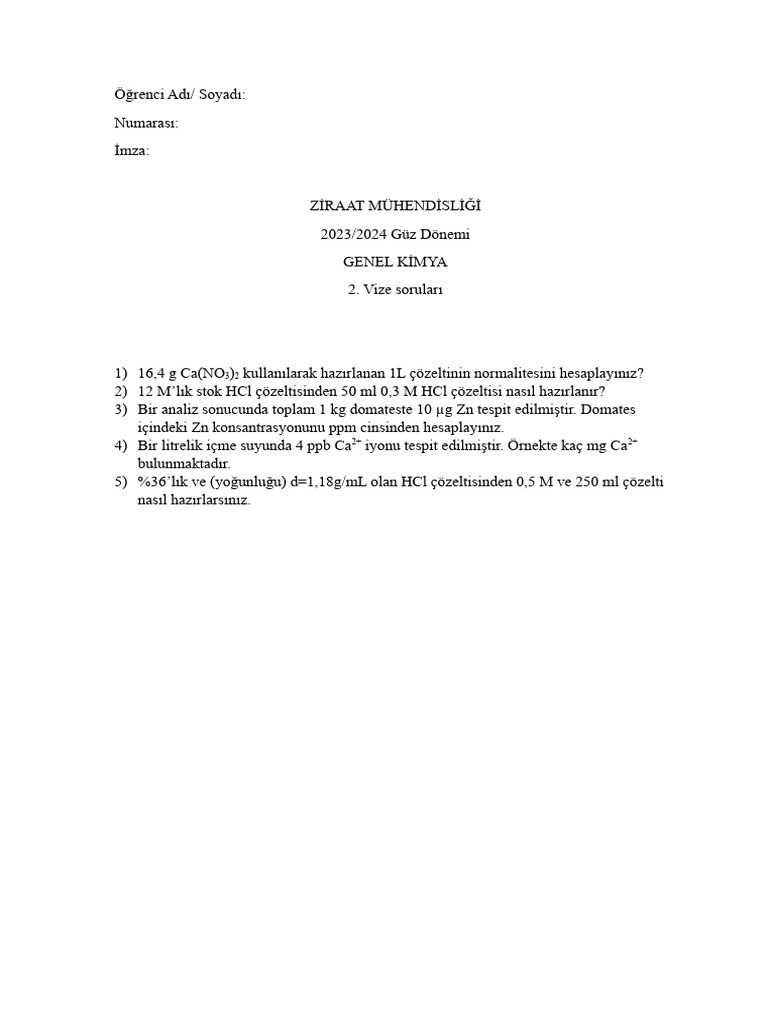 Genel Kimya 2.vize | PDF