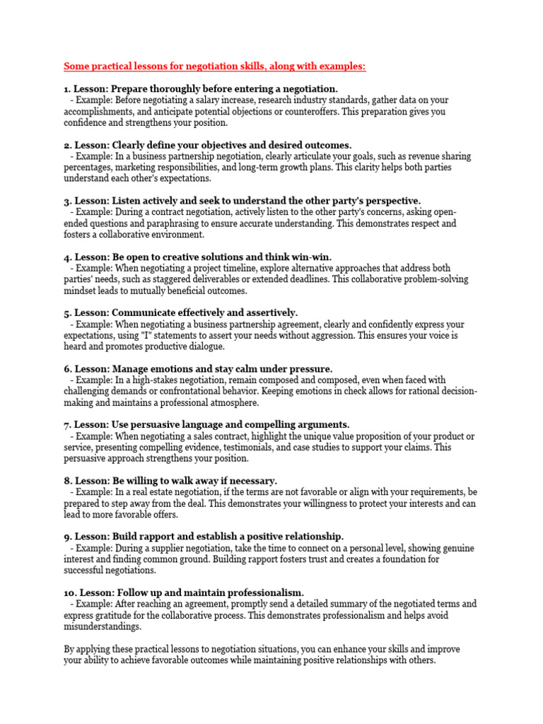 Negotiation Skills | PDF | Negotiation | Behavioural Sciences