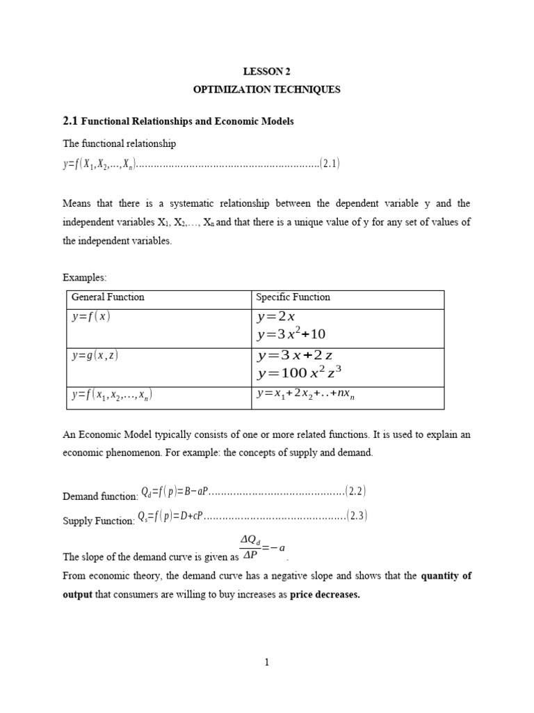 LESSON TWO (SC) | PDF | Economic Equilibrium | Mathematical Optimization