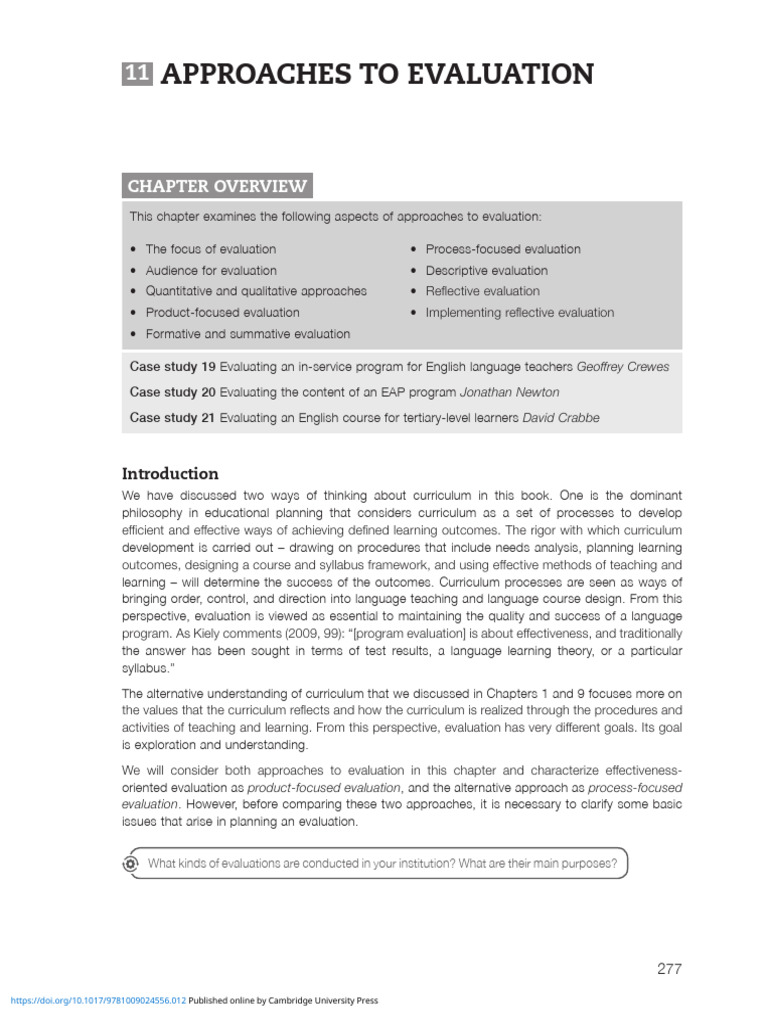 Approaches To Evaluation | PDF
