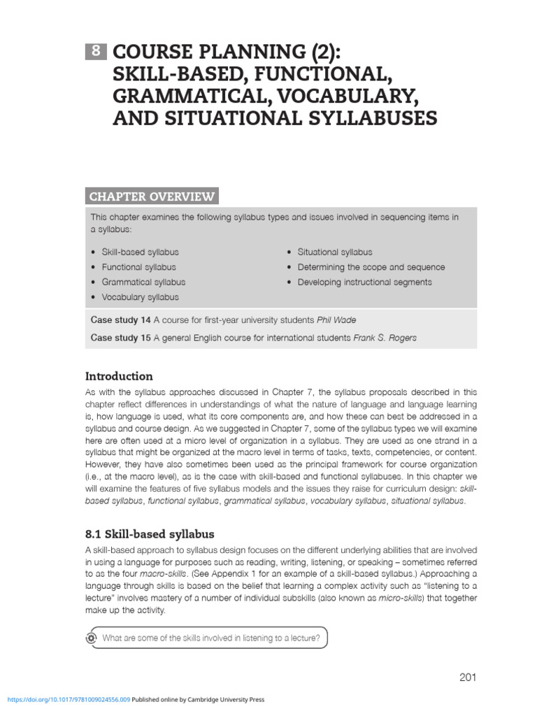 Syllabus Types in Language Course Design | PDF | Language Education ...