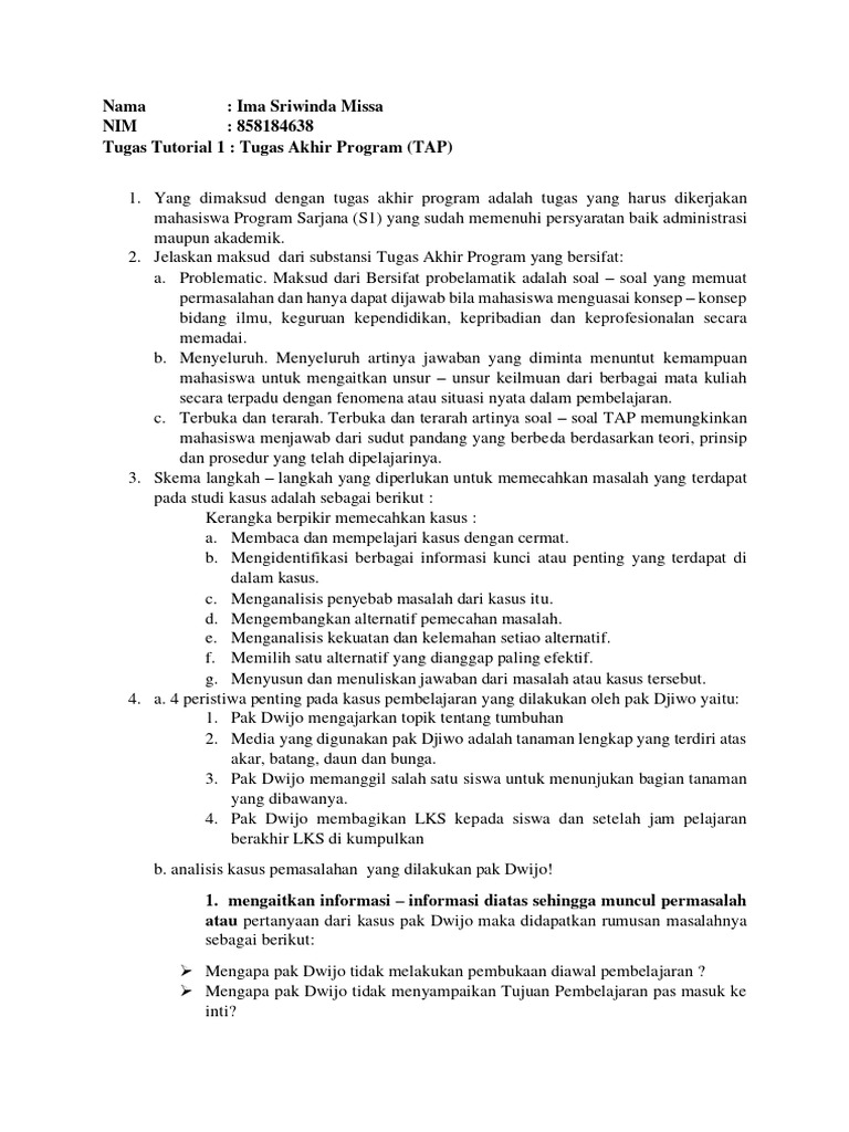 Analisis Tugas Akhir Program S1 Pendidikan | PDF