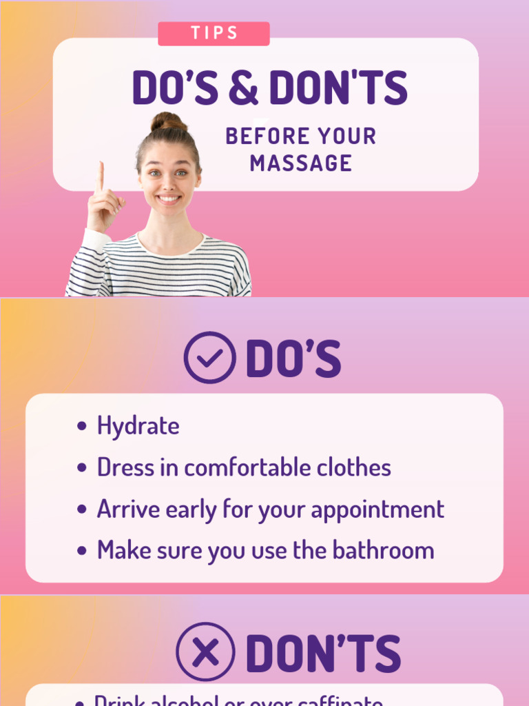 Massage Do's and Don'ts Guide | PDF | Self-Improvement | Wellness