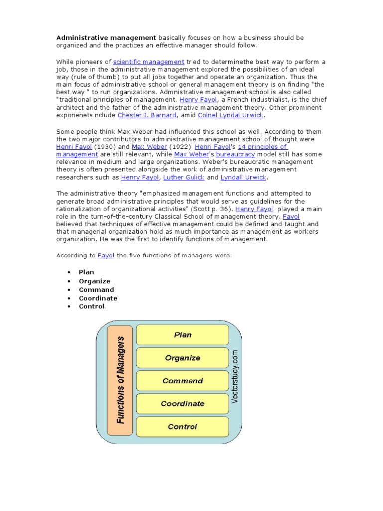 Overview of Administrative Management Theory | PDF | Decentralization ...