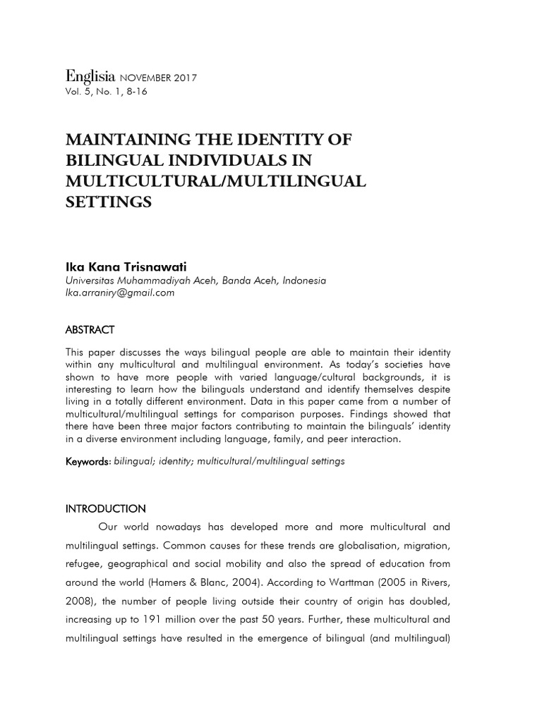 Bilingual Identity in Multicultural Settings | PDF | Multilingualism ...