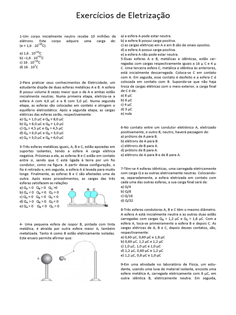 Fisica Eletrostatica Eletrizacao Pdf Carga Elétrica Próton