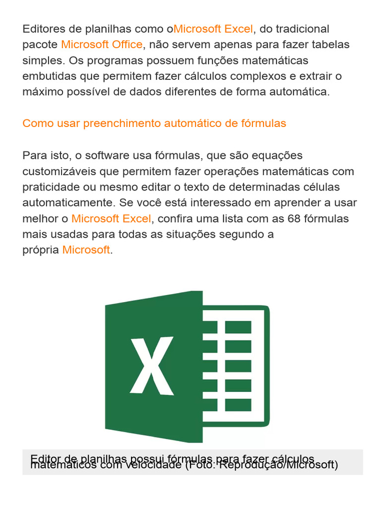 (Excel) As 68 Fórmulas Mais Usadas Do Excel | PDF | Microsoft Excel | Média
