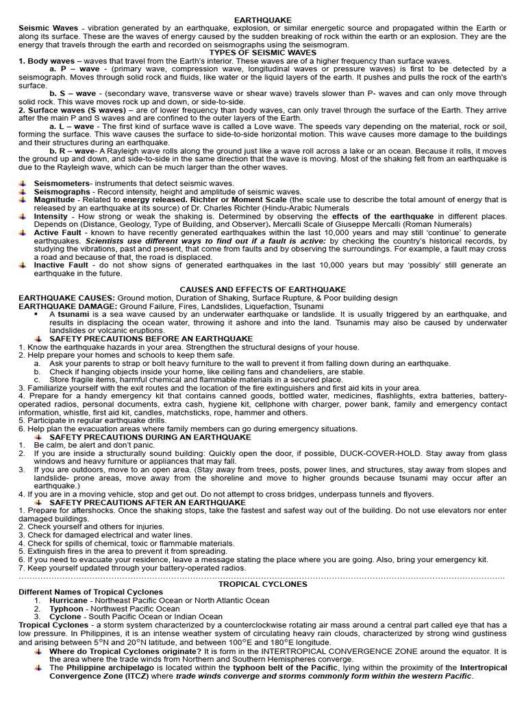 G8 - Earthquake, Tropical Cyclones, Comets, Asteroids, and Meteoroids Lecture | Download Free ...