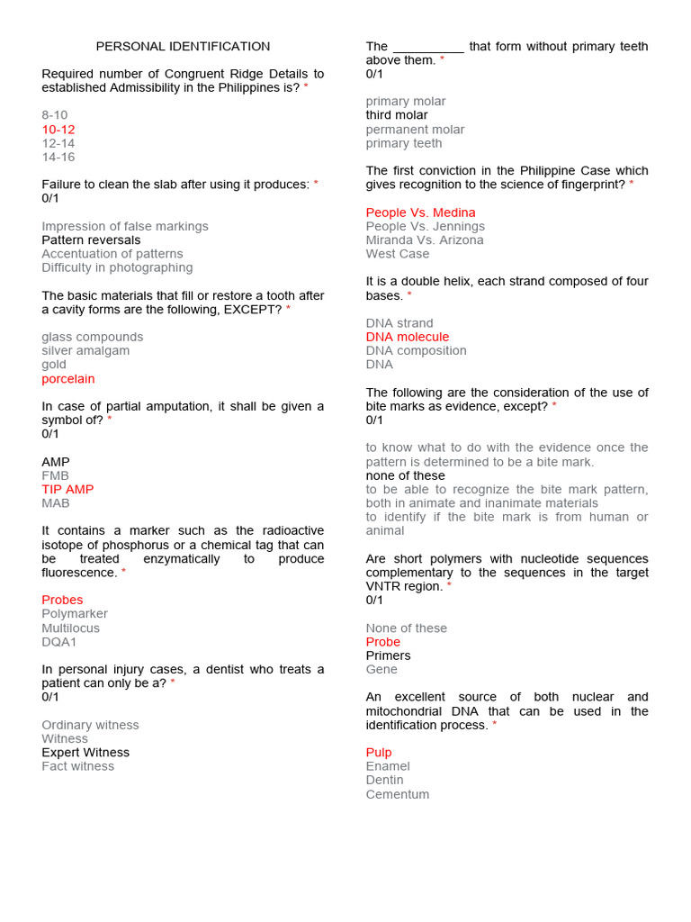 POA Personal Identification Techniques | PDF | Fingerprint | Dna
