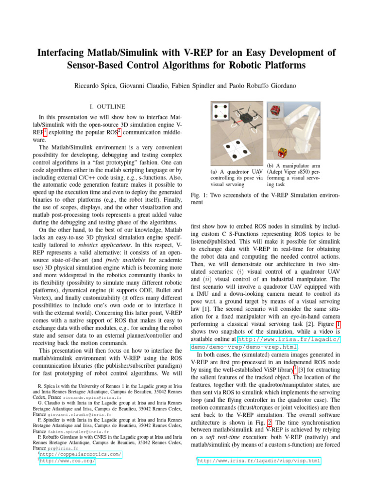 Interfacing Matlab Simulink With V REP F | PDF | Simulation | Robotics