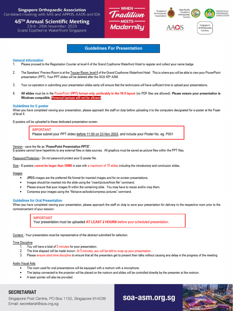 SOA-APPOS 2023 Meeting Presentation Guidelines.docx | PDF | Microsoft Power Point | Software
