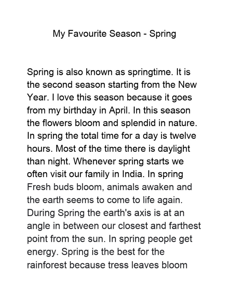 My Favourite Season - Spring | PDF