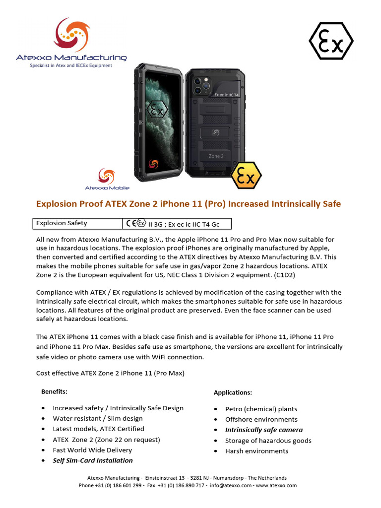 ATEX Iphone 11 Explosion Proof Ex | PDF | I Phone | Information Appliances