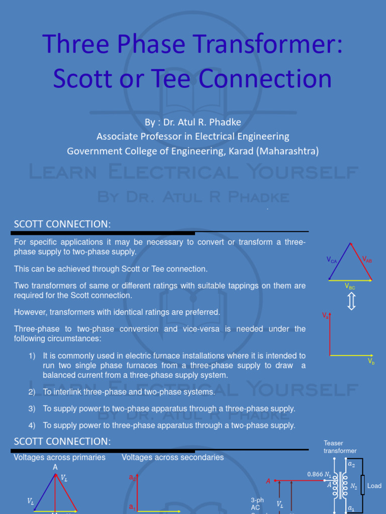 Three Phase Transformer Scott Connection PDF | Download Free PDF | Transformer | Manufactured Goods