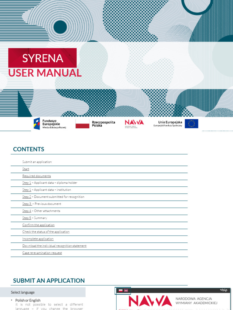 Syrena User-Manual Application 1 | PDF | Diploma | Computing