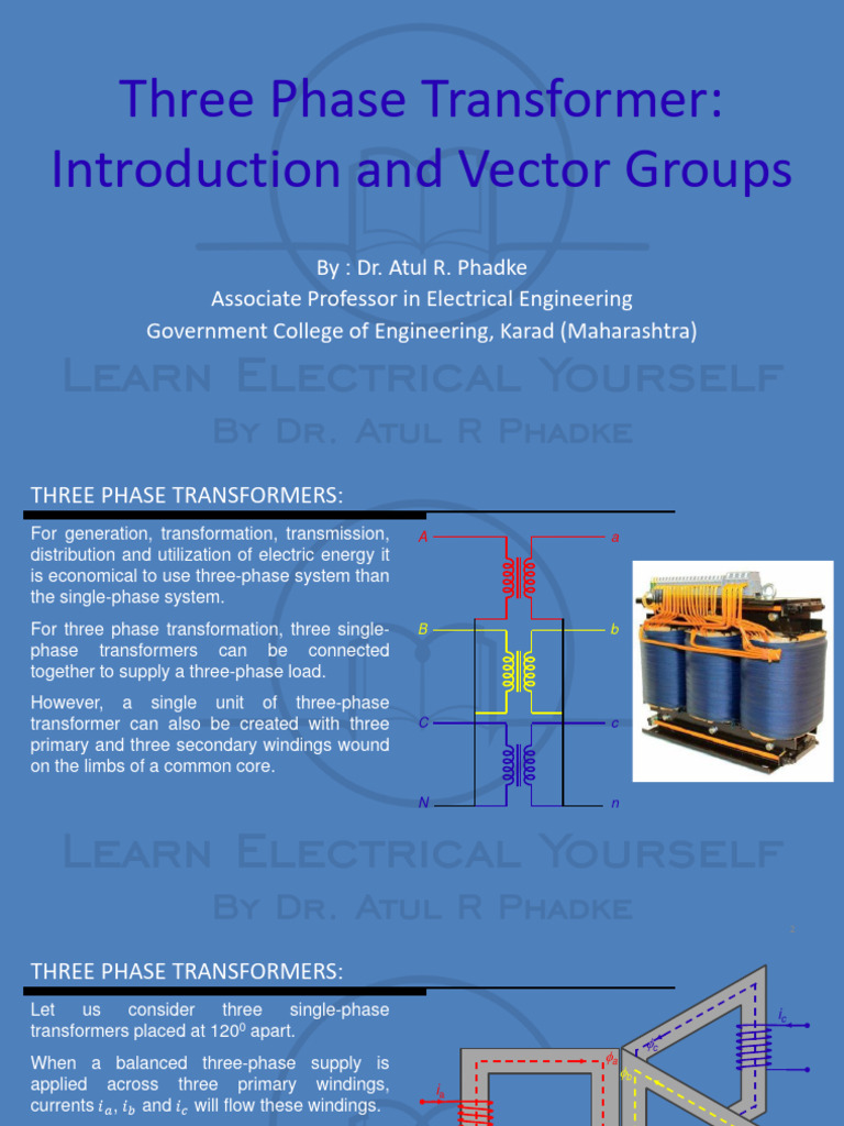 Three Phase Transformer Intro and Vector Groups PDF | PDF | Transformer | Power Engineering