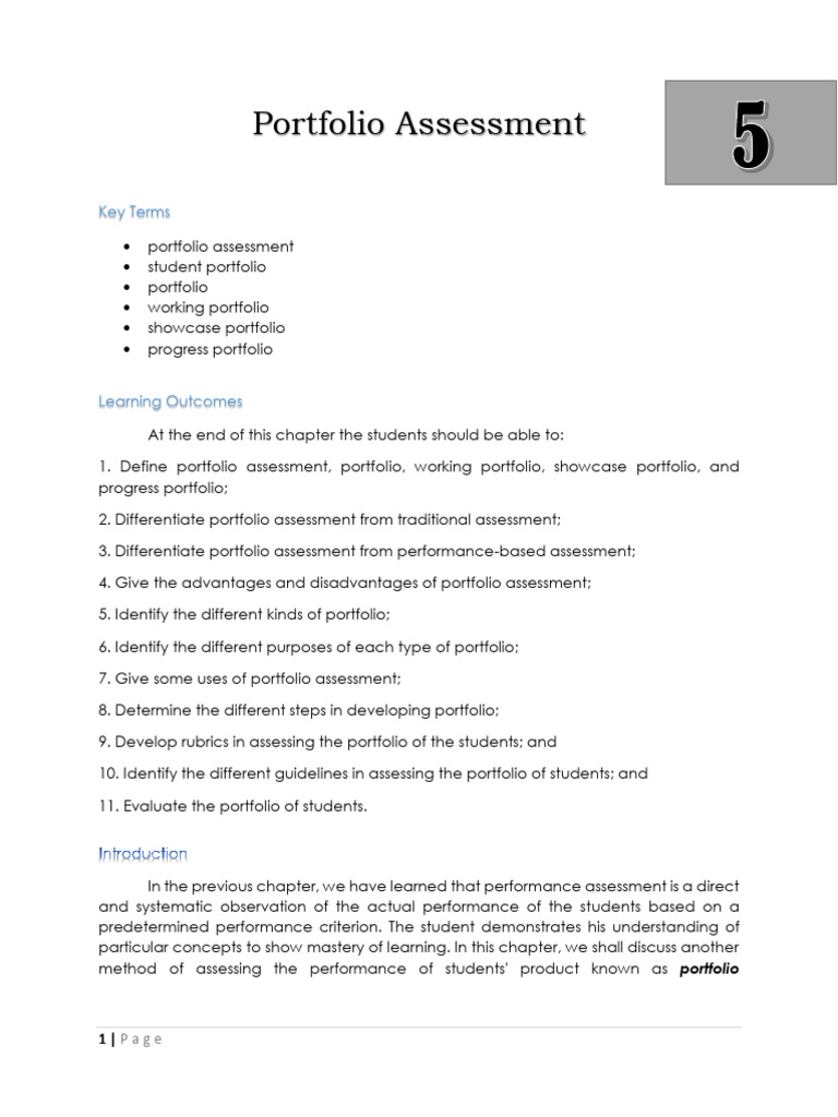 Lesson 5 Portfolio Assessment | PDF | Educational Assessment | Teachers