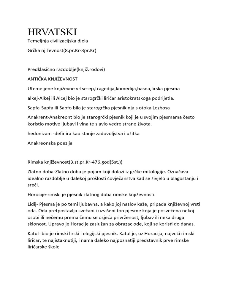 HRVATSKI 1.srednje | PDF