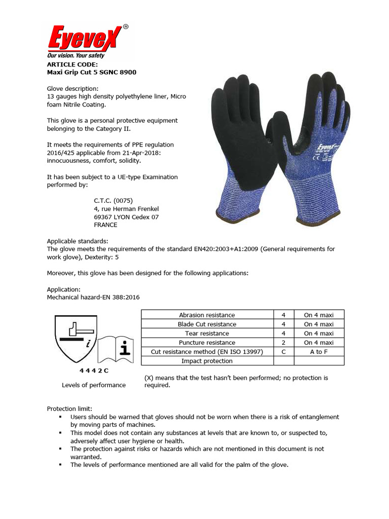SGNC 8900 Maxi Grip & Cut 5 - Tds | Download Free PDF | Personal Protective Equipment | Glove