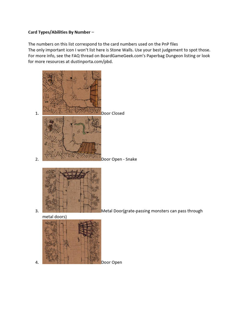 Paperbag Dungeon Card Ability Reference Sheet | PDF