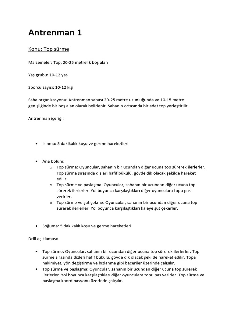 Antrenman 1: Konu: Top Sürme | PDF
