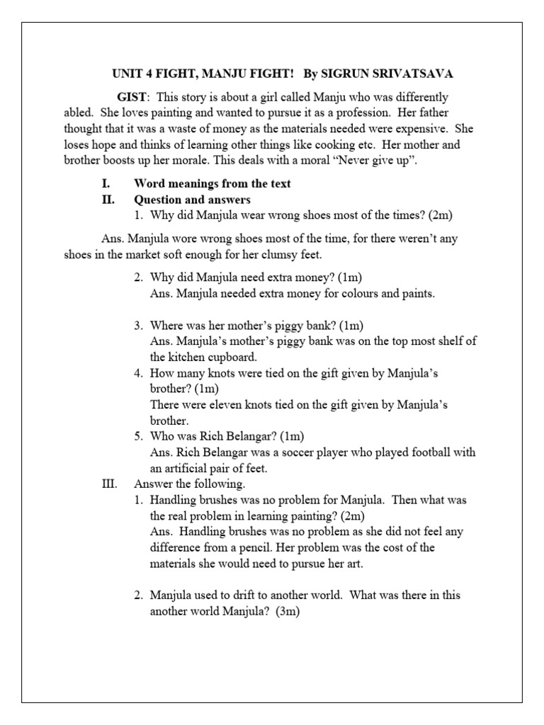 Manju's Journey: Overcoming Challenges | PDF