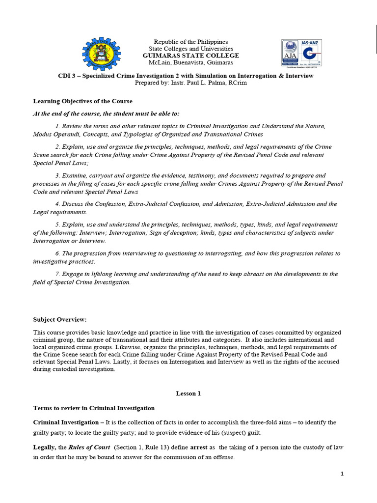 Simulation On Interrogation And Interview Autorecovered Pdf