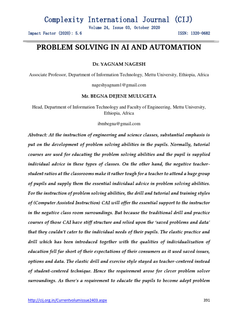 Problem Solving In Ai And Automation Pdf Expert Learning