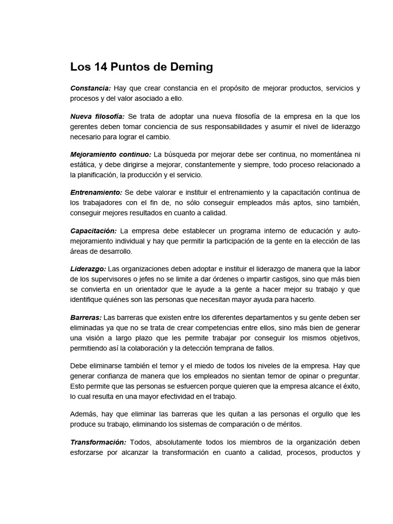 A.3. Los 14 Puntos de Deming | PDF