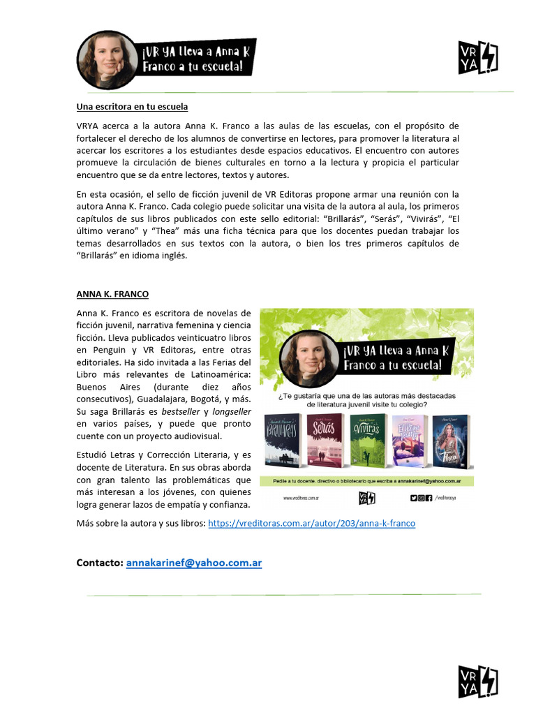 Anna K Franco en Tu Escuela 2024 | PDF
