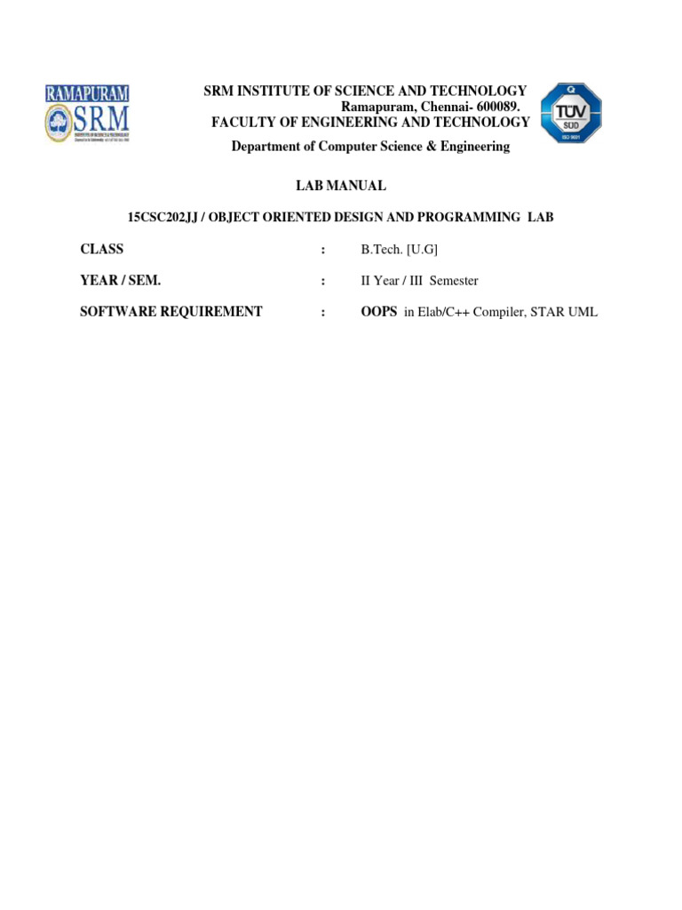 OODP Lab Manual New-2 | PDF | Computer Program | Programming