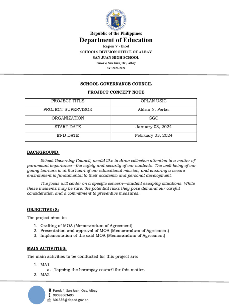 SGC Concept Note Project Brief Template 1 | PDF