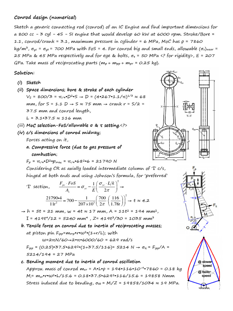 Conrod Design for 800cc IC Engine | PDF | Applied And Interdisciplinary ...