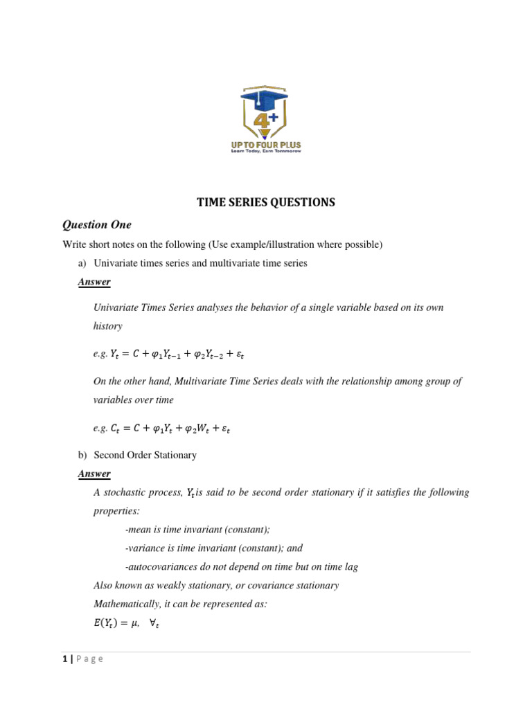 Time Series Question & Solution | Download Free PDF | Time Series | Stationary Process