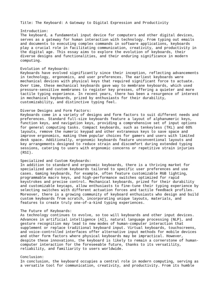 Keyboards Pdf Computer Keyboard Human Computer Interaction