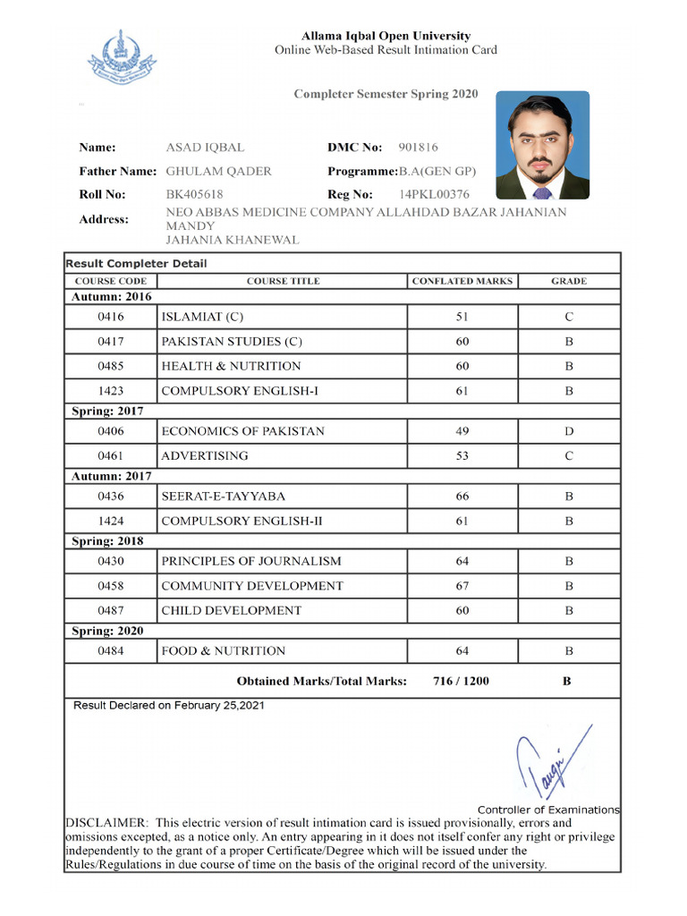 Result Card | PDF