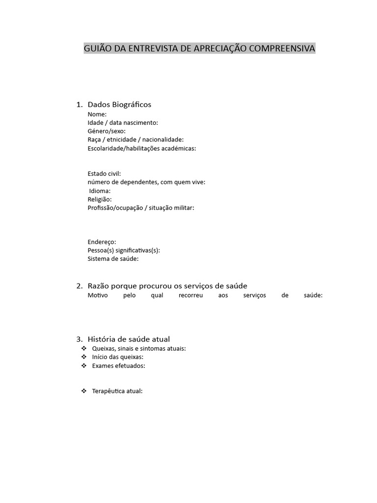 Guião Da Entrevista de Apreciação Compreensiva | PDF | Gravidez ...