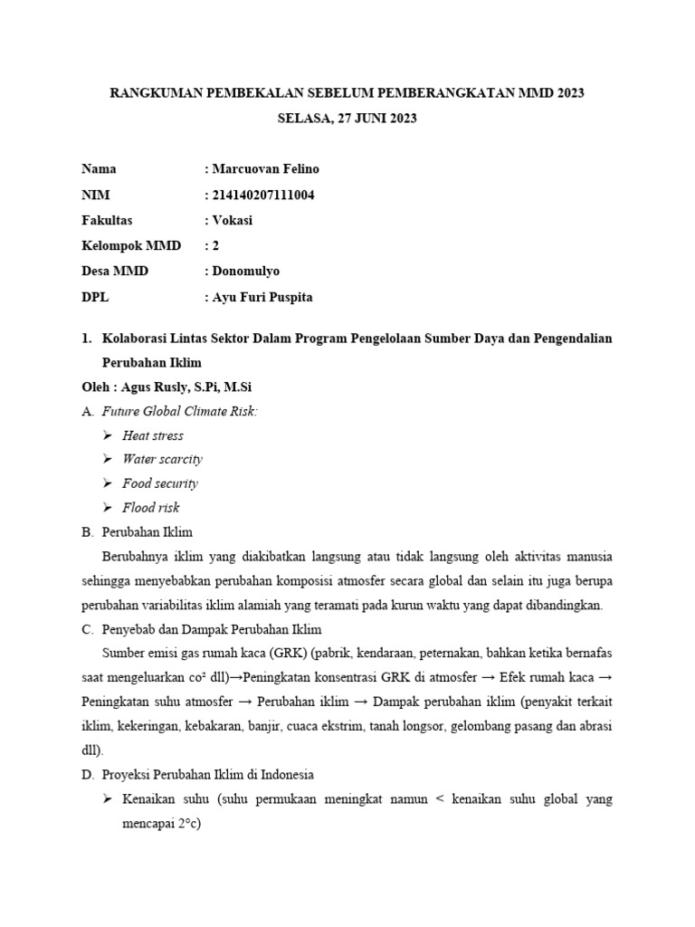Resume Pembekalan Sebelum Pemberangkatan MMD Hari 3 - Rizki Bagus Hadi Kusuma | PDF | Ilmu ...