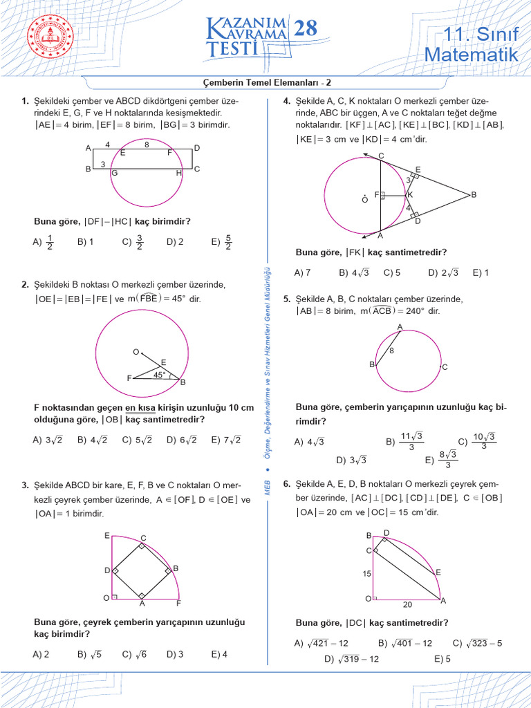 Sınıf Matematik Matematik: 8 A 4 3 B D C G H E F C E 3 4 D | PDF