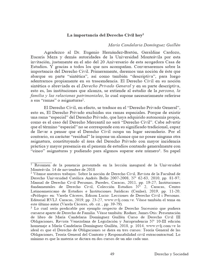 Importancia Del Derecho Civil | PDF | Derecho Civil (Common Law) | Venezuela