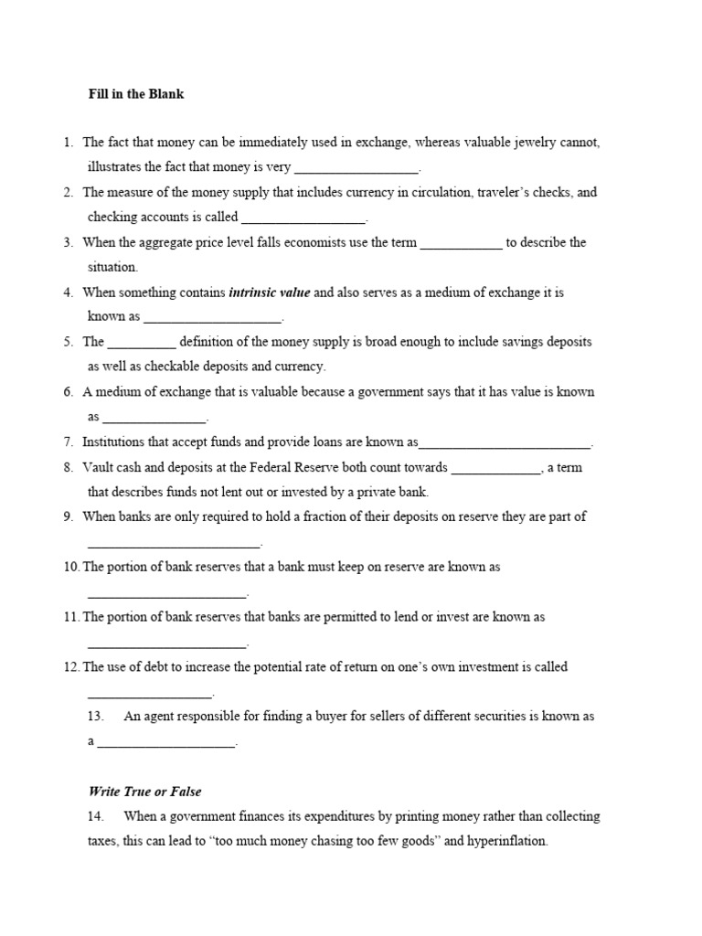 MONEY Questions and Answers | Download Free PDF | Money | Money Supply