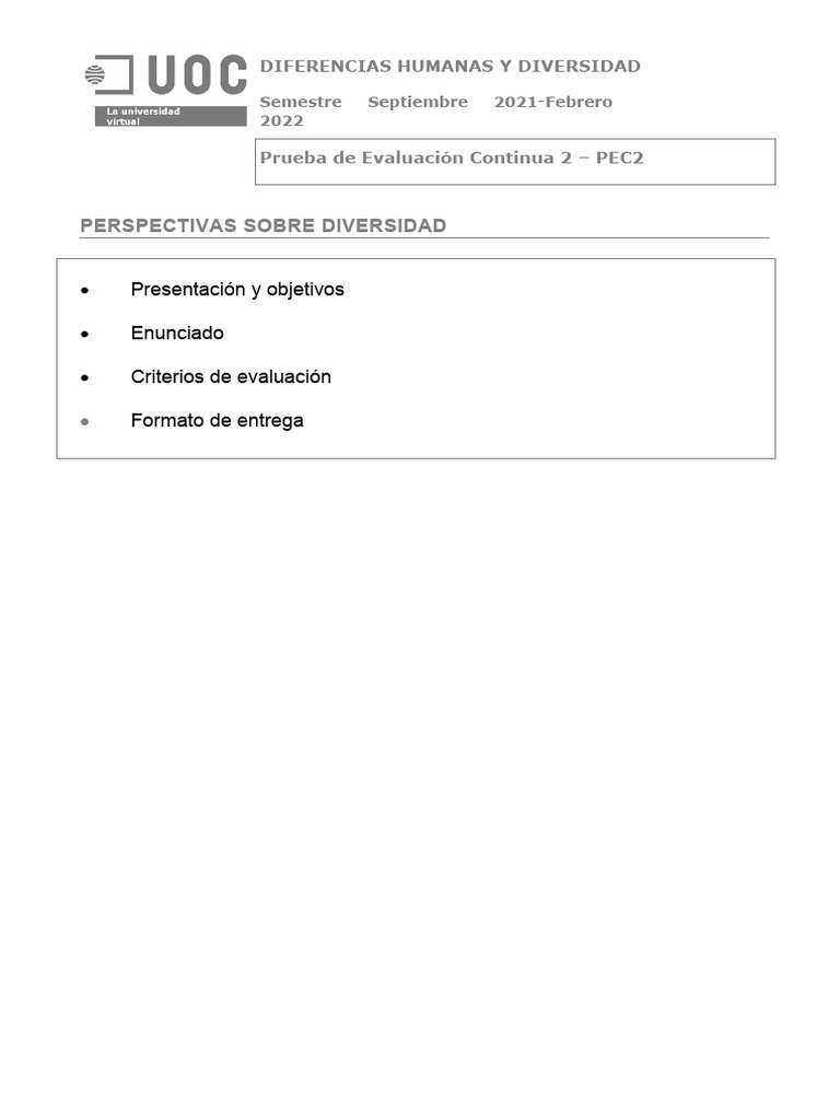 PEC2 Setiembre2021-Febrero 2022 | PDF | Antropología | Género