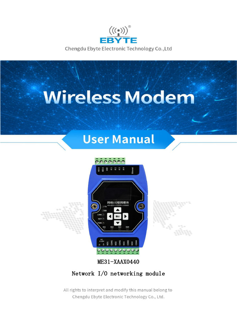 Me31-Xaax0440 Network I/O Networking Module: Chengdu Ebyte Electronic Technology Co.,Ltd. Me31 ...