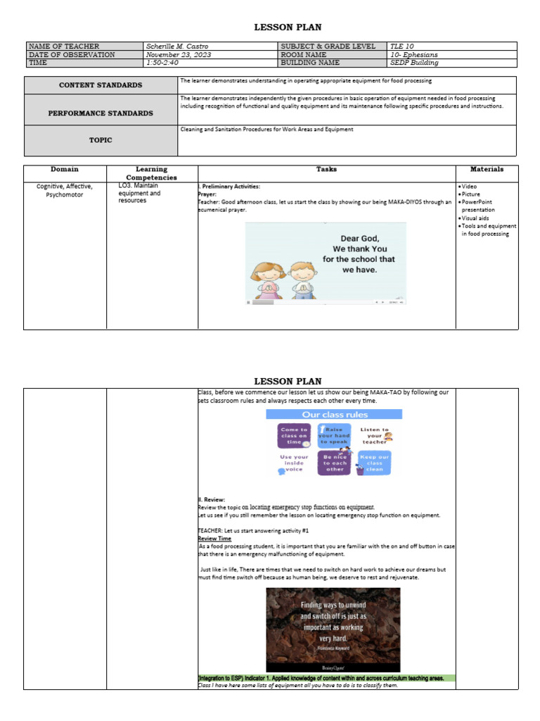 DLP COT 2 Food Processing | PDF | Lesson Plan | Learning