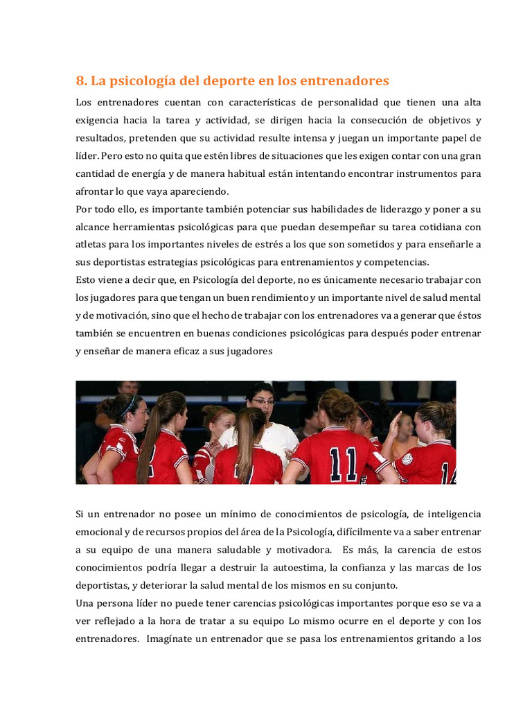 La Psicologia Del Deporte en Los Entrenadores | PDF | Motivación | Motivacional