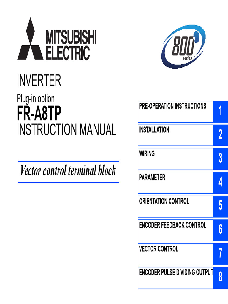 FR-A8TP-Instruction Manual Vector Control Terminal Block | PDF | Electrical Wiring | Logic Gate
