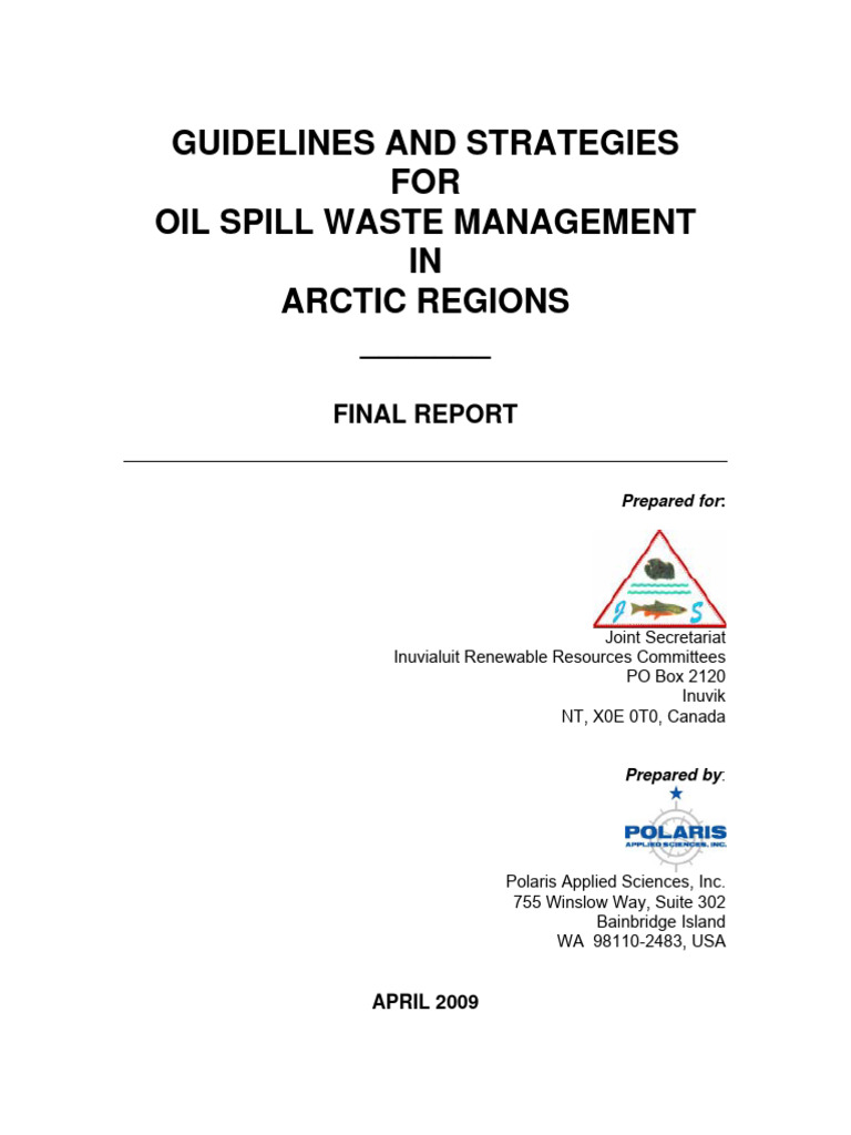 Guidelines and Strategies For Oil Spill Waste Management in Arctic Regions Final Report | PDF ...