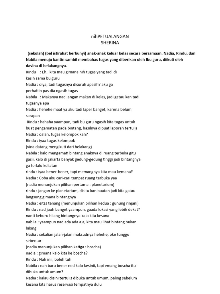 Naskah Drama Petualangan Sherina | PDF