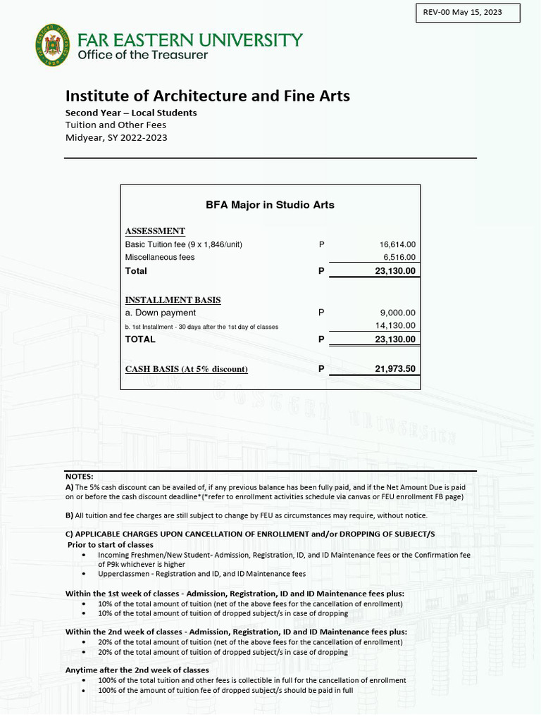 IARFA Tuition and Other Fees Midyear SY 2022 2023 | PDF | Fee | Tuition ...